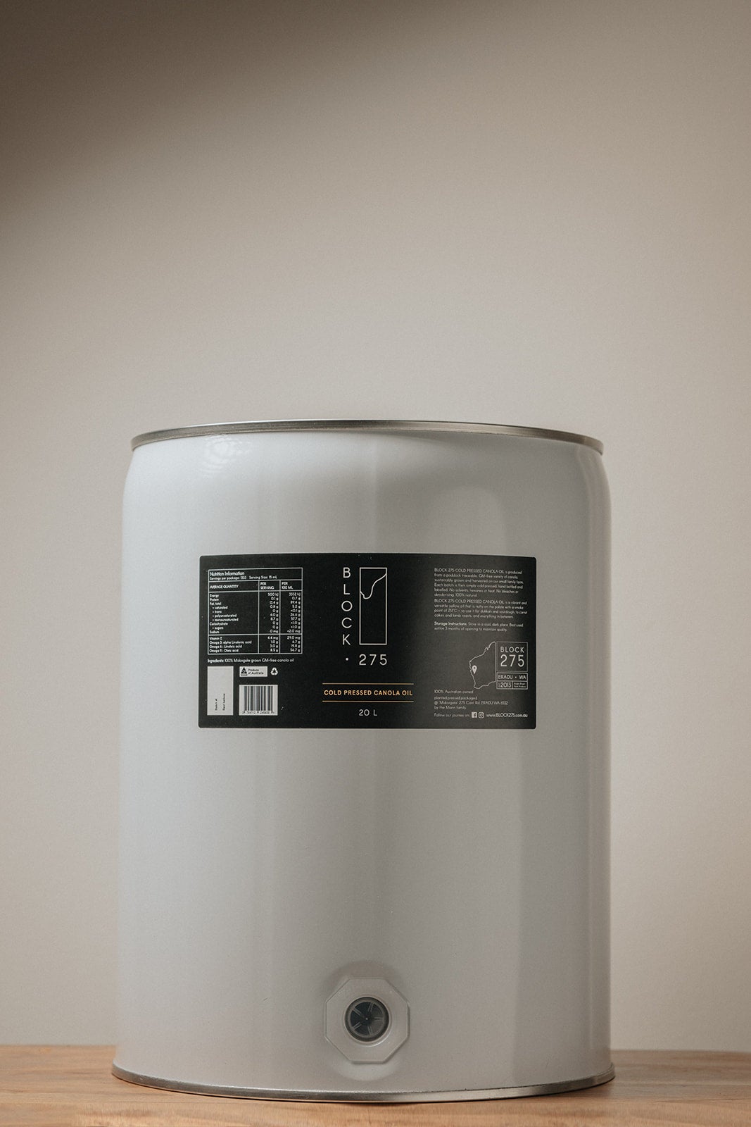 BLOCK 275 Cold Pressed Canola Oil 20L drum | BLOCK 275